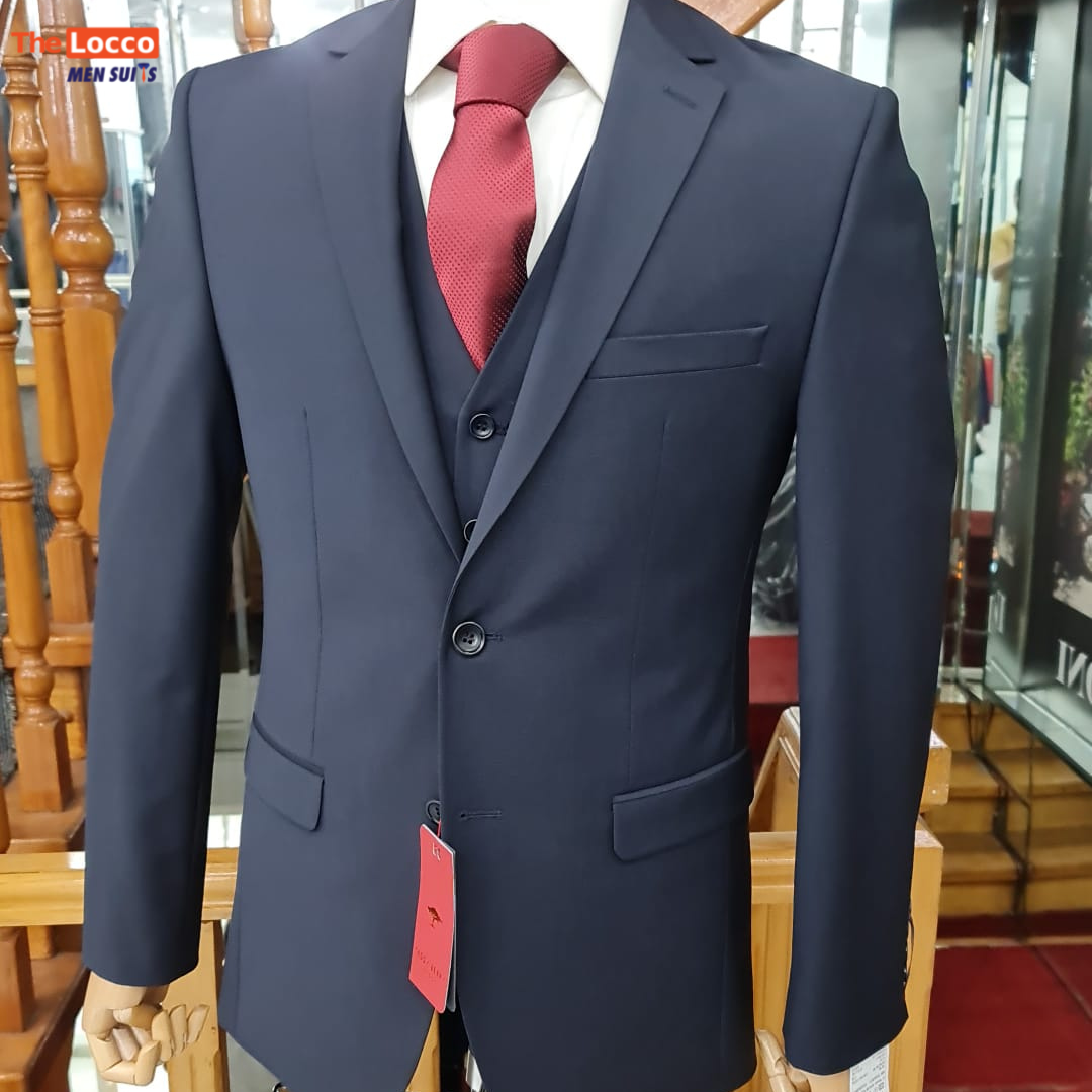 Pure Wool Dark Blue Suit for Men - TheLocco