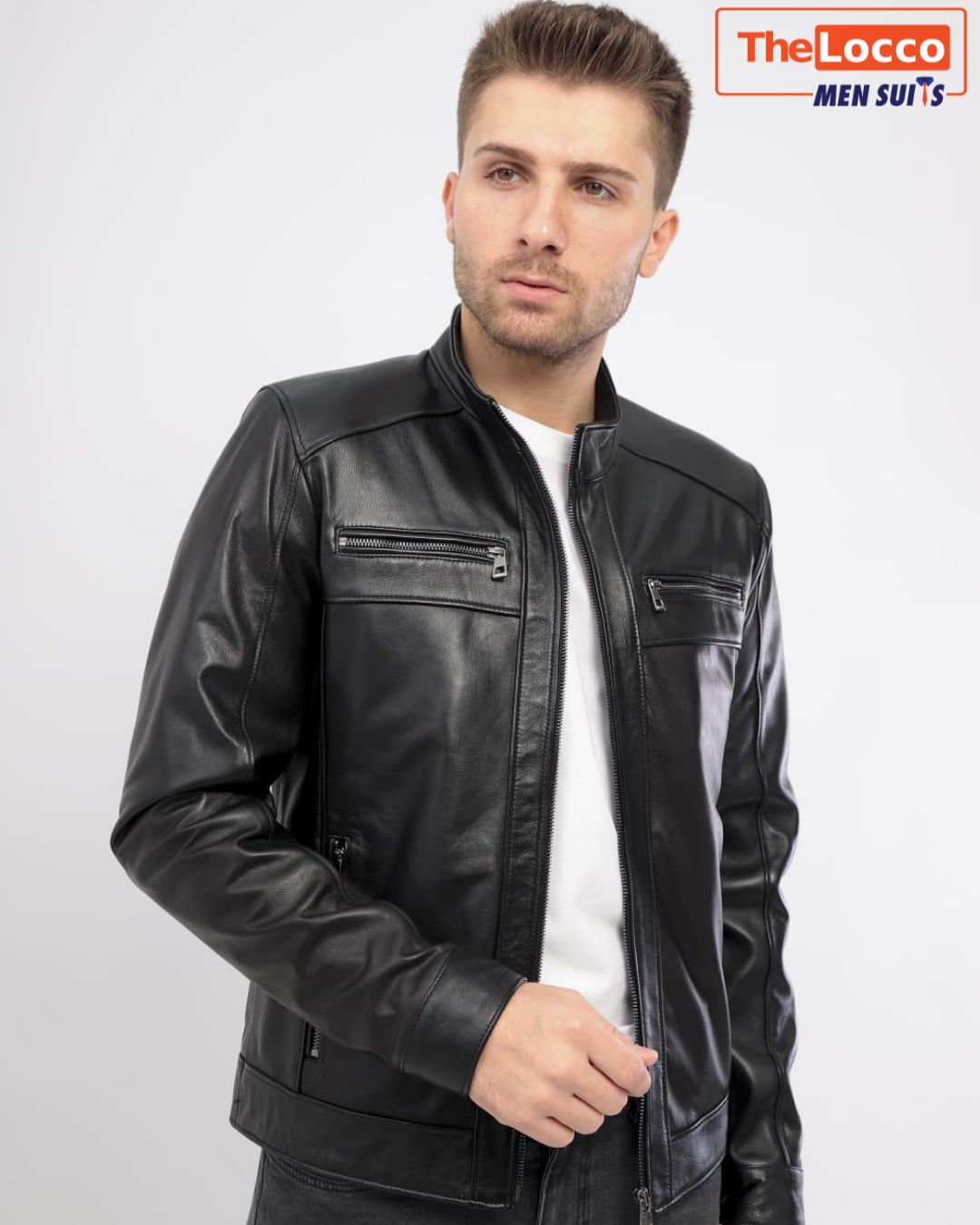 Black stylish original leather jackets for men, Nairobi - TheLocco
